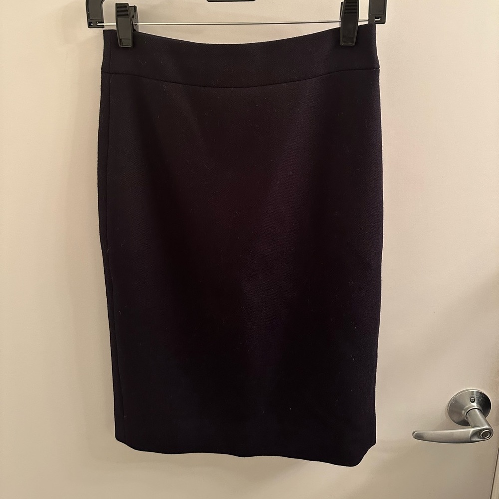 Navy Wool Pencil Skirt - Gem
